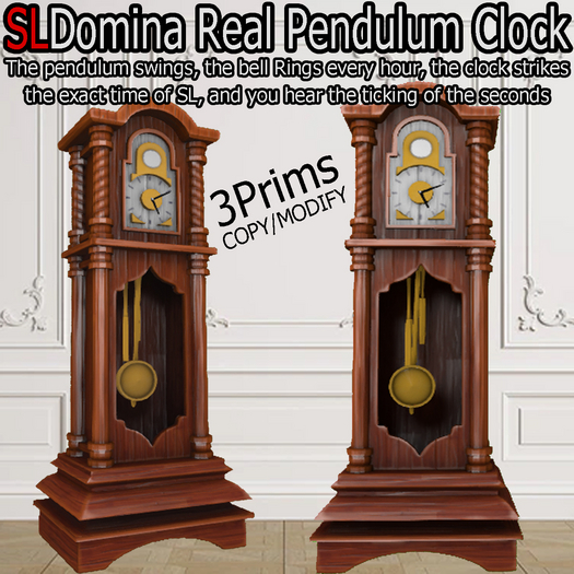 Second Life Marketplace - Furniture - SLDomina Real Pendulum Clock - With Sounds, Real time ...